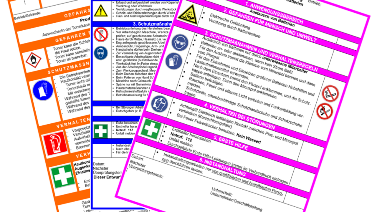 Betriebsanweisungsvorlagen